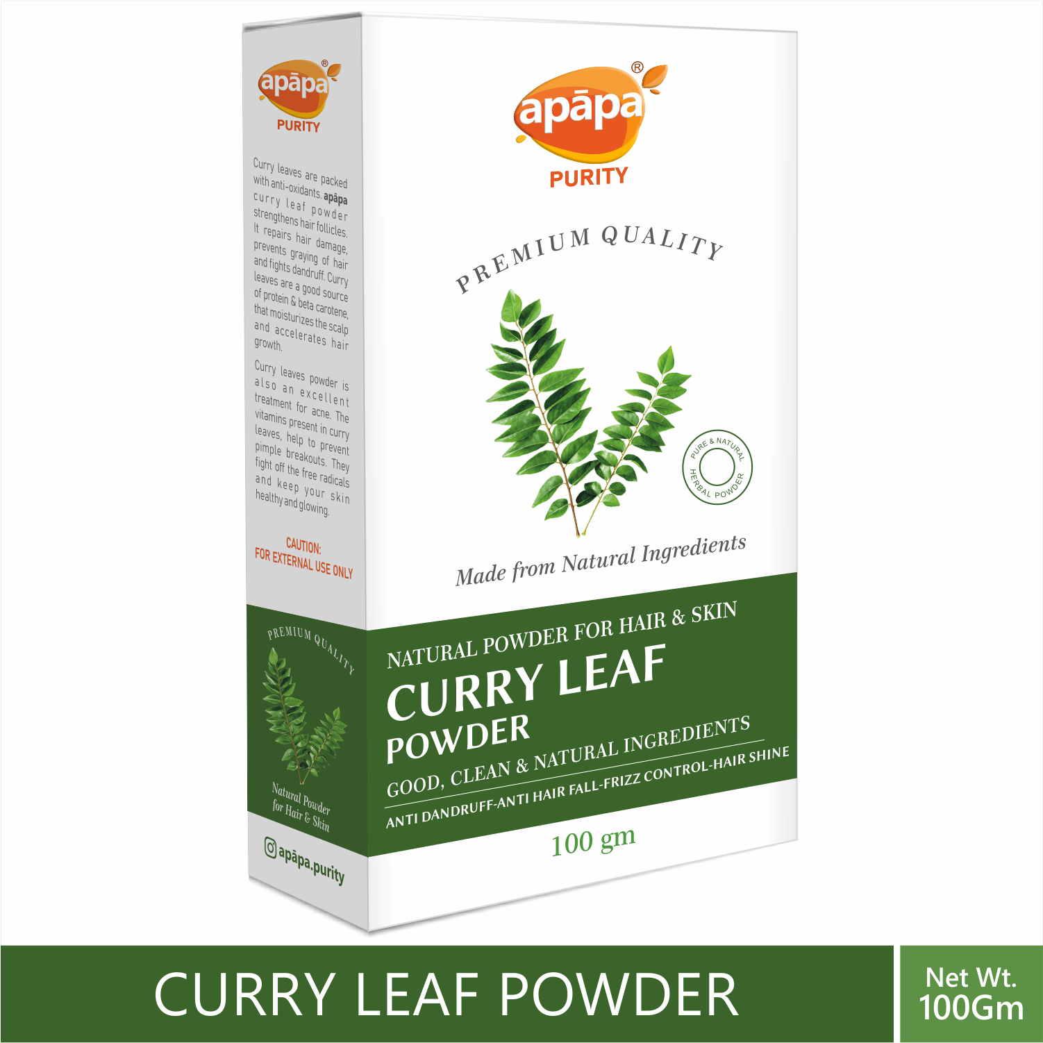 APĀPA Anti Dandruff – Acne Control Curry Leaf Powder for Hair